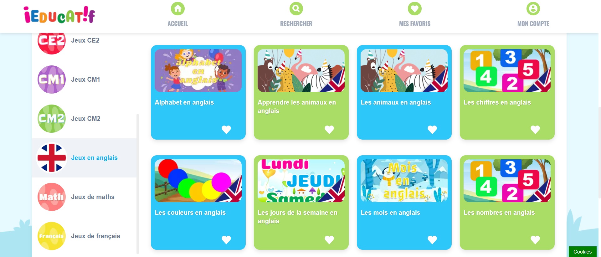 Ieducat!f jeux anglais maternelle - Arre