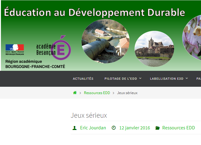 Jeux sérieux en Education au Développement Durable EDD - Arre