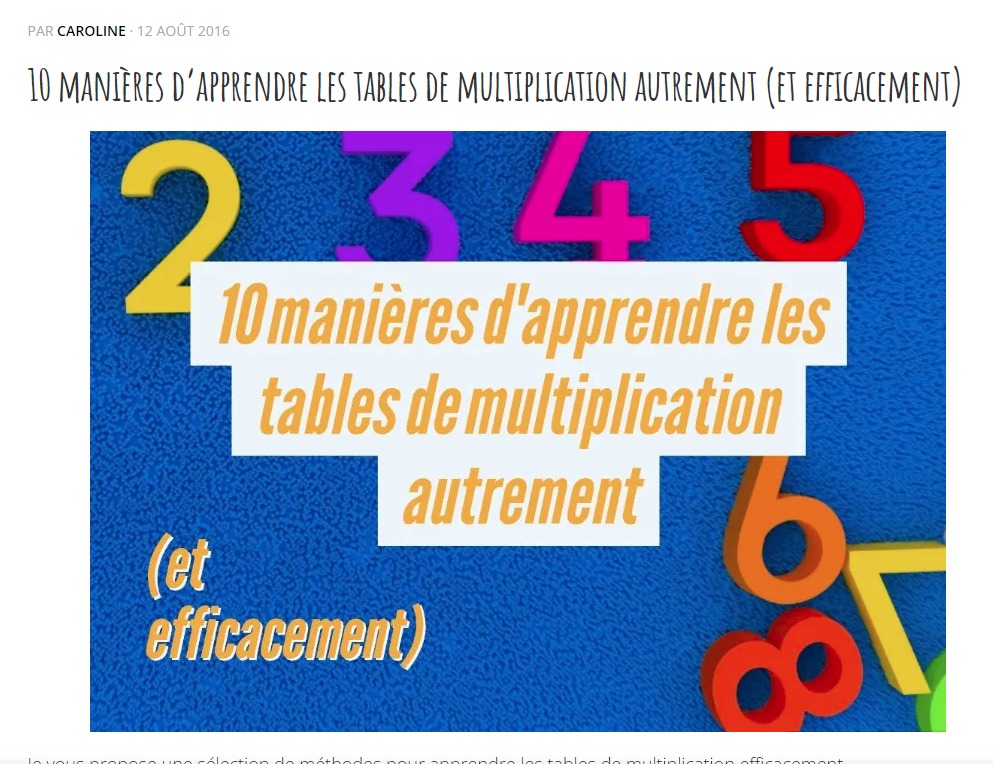 10 manières d’apprendre les tables de multiplication autrement (et ...